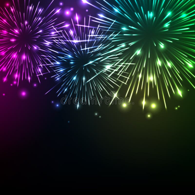 Realistic fireworks stock vector. Illustration of illuminated - 35341066