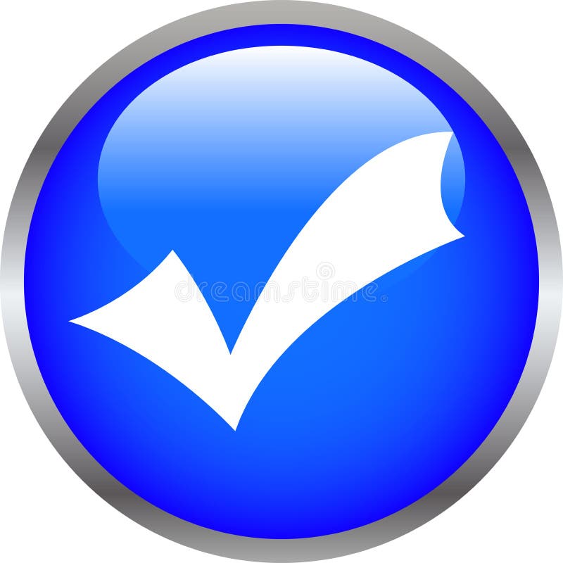 Colorful Shiny Round Button with Check Mark Stock Vector - Illustration ...