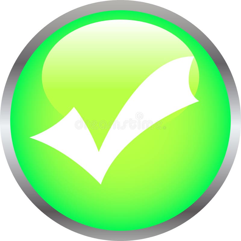 Colorful Shiny Round Button with Check Mark Stock Vector - Illustration ...