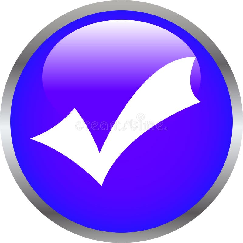Colorful Shiny Round Button with Check Mark Stock Vector - Illustration ...