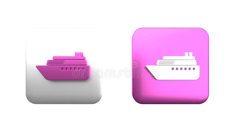 Colorful Ship Icon Isolated on White Background. Square Button Stock ...