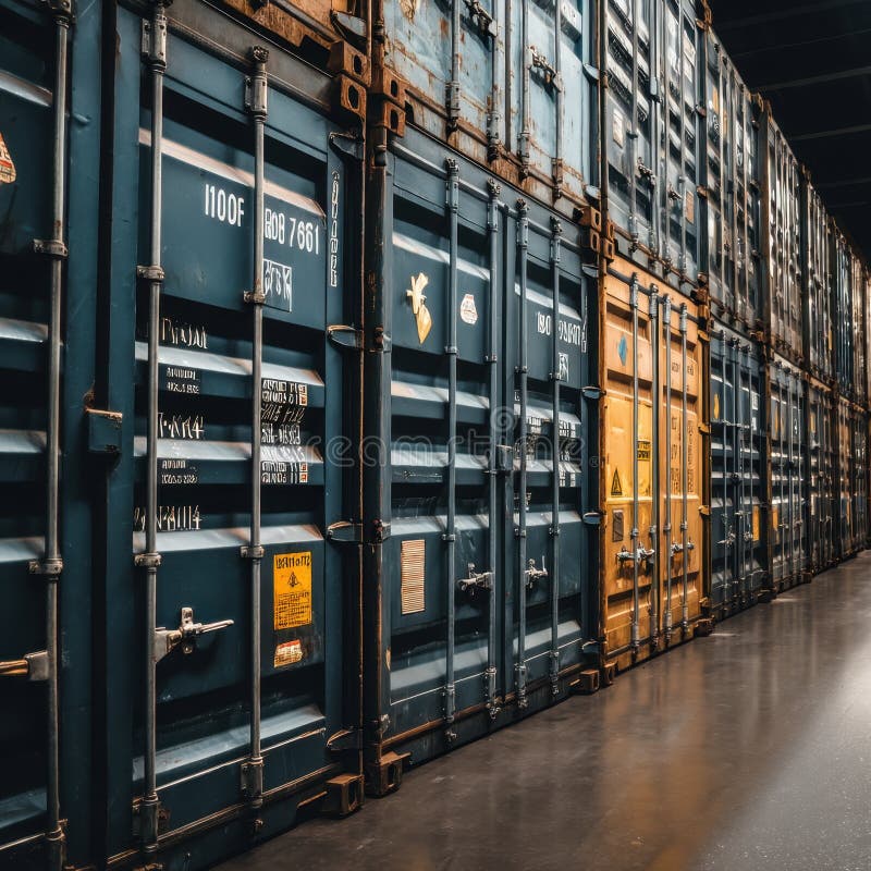 Colorful Shipping Containers in Industrial Warehouse Setting Stock ...