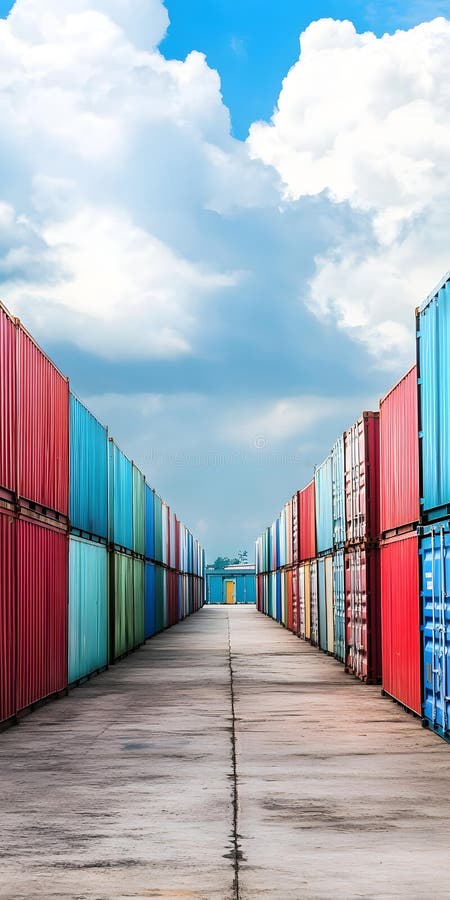 Colorful Shipping Containers Lining Vibrant Pathway Stock Illustration ...