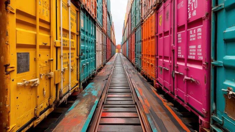 Colorful Shipping Containers Stock Illustration - Illustration of dock ...