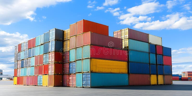 Colorful Shipping Containers Stack Stock Illustration - Illustration of ...