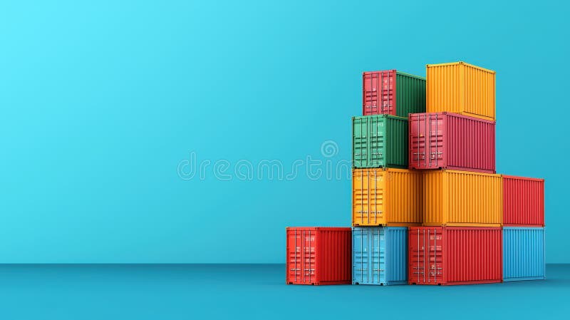 Colorful Shipping Containers Stacked Creatively Stock Illustration ...