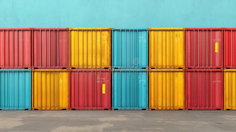 Colorful Shipping Containers Stacked Neatly Stock Illustration ...
