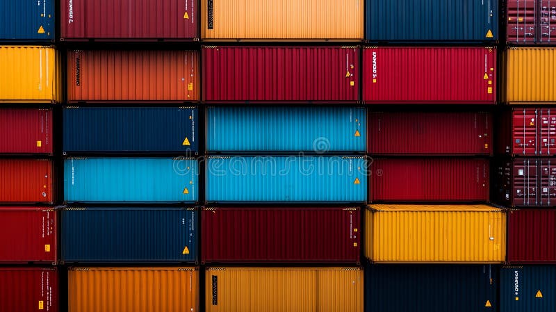 Colorful Shipping Containers Stacked in an Organized Manner, Isolated ...