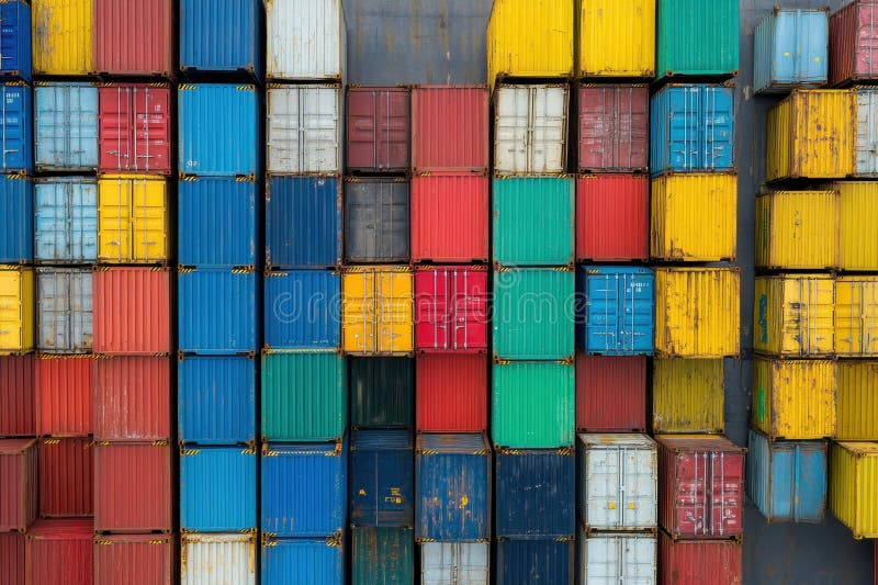 Colorful Shipping Containers Stacked in an Organized Pattern at a ...