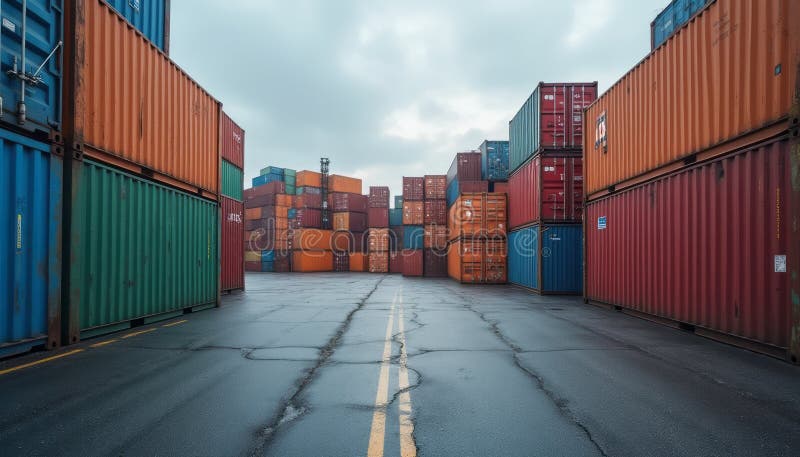 Colorful Shipping Containers Stacked in a Port Stock Image - Image of ...