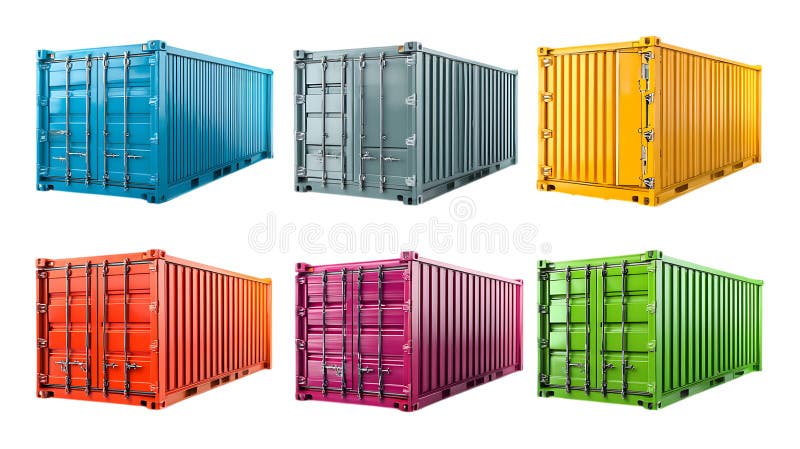 Colorful Shipping Containers on Transparent Background Stock ...