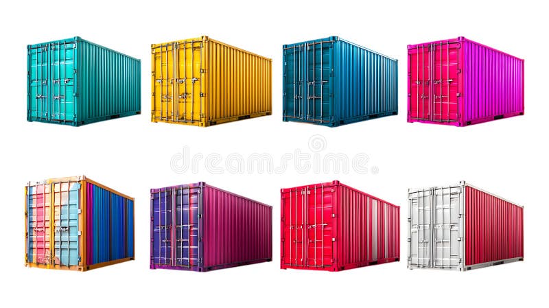 Colorful Shipping Containers on Transparent Background Stock ...