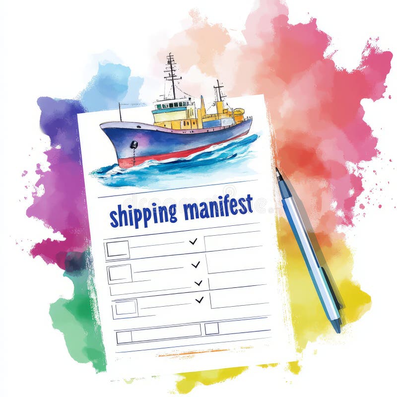 Colorful Shipping Manifest Checklist with Ship Illustration and Pen ...