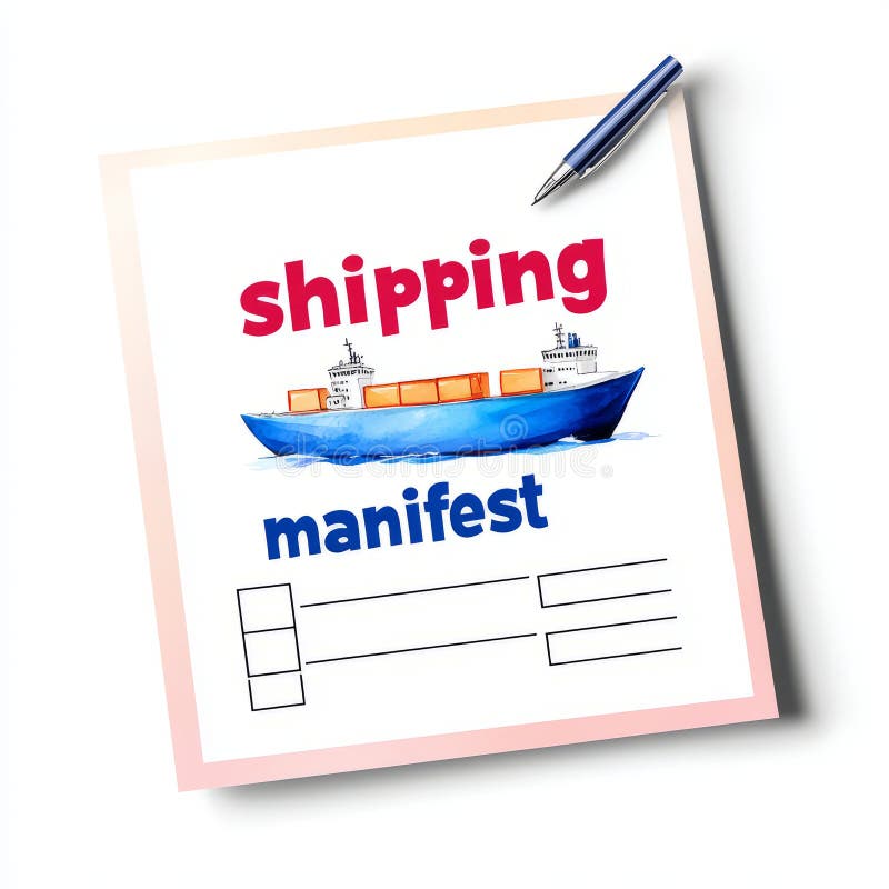 Colorful Shipping Manifest Illustration with Cargo Ship Design Stock ...