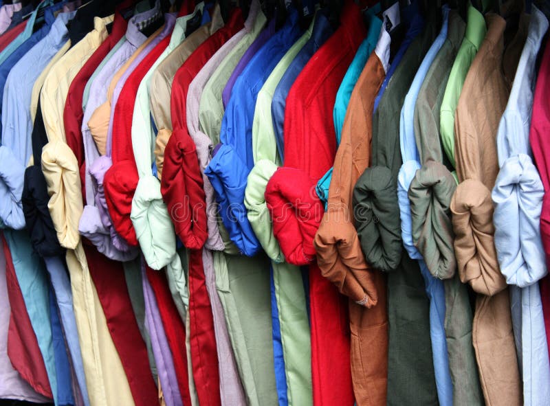 Colorful Shirt Rack on Hanger Stock Photo - Image of clothing, hanger ...