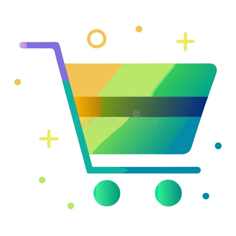 A Colorful Shopping Cart with a Green Stripe Stock Image - Illustration ...