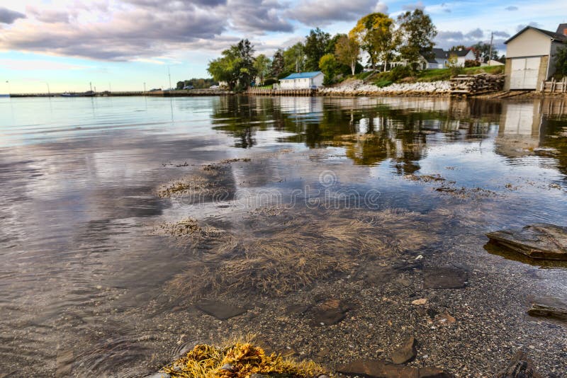 Colorful Shoreline in the Morning Light on the Coast of Maine in the ...