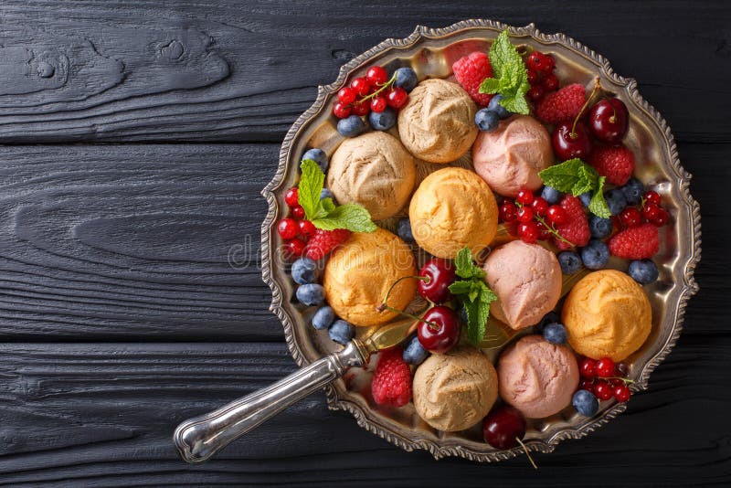 Colorful Shortbread Cookie with Fresh Summer Berries Close-up on Stock ...