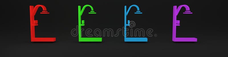Colorful Shower Icon Isolated on Black Background. Minimalism Concept ...