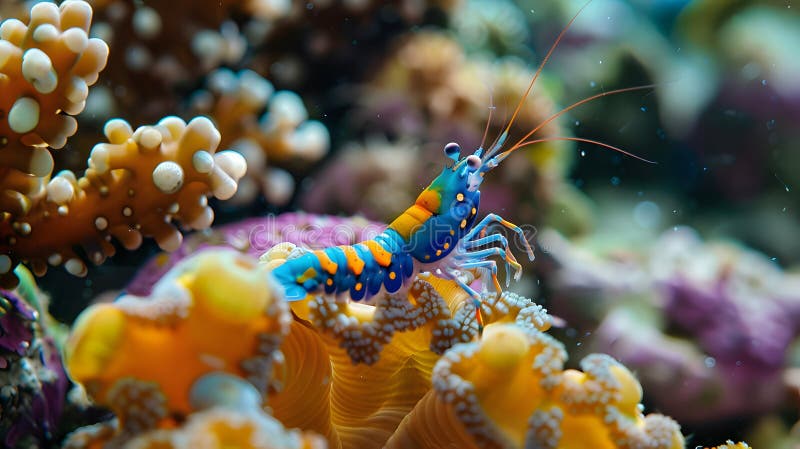 Colorful Shrimp Exploring Coral Formations in the Ocean Ai Image Stock ...