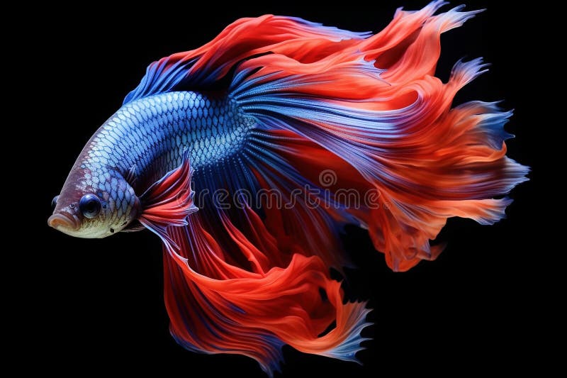 Colorful Siamese Fighting Fish with Beautiful Silk Tail. Generative AI ...