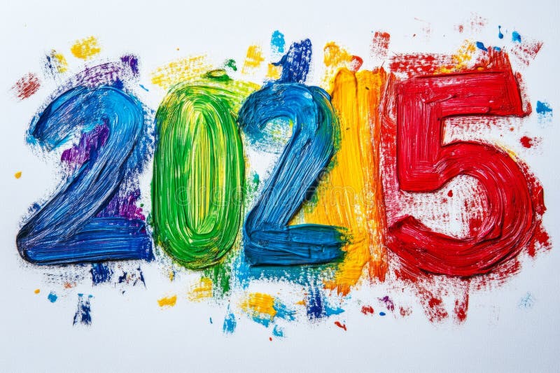 Colorful 2025 Sign Painted for New Year Celebration Stock Photo - Image ...