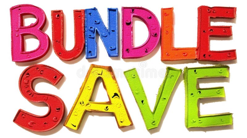 A Colorful Sign that Says Bundle Save in Different Colored Letters, AI ...