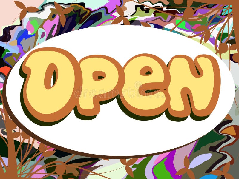 Colorful Signboard with Word Open Stock Illustration - Illustration of ...