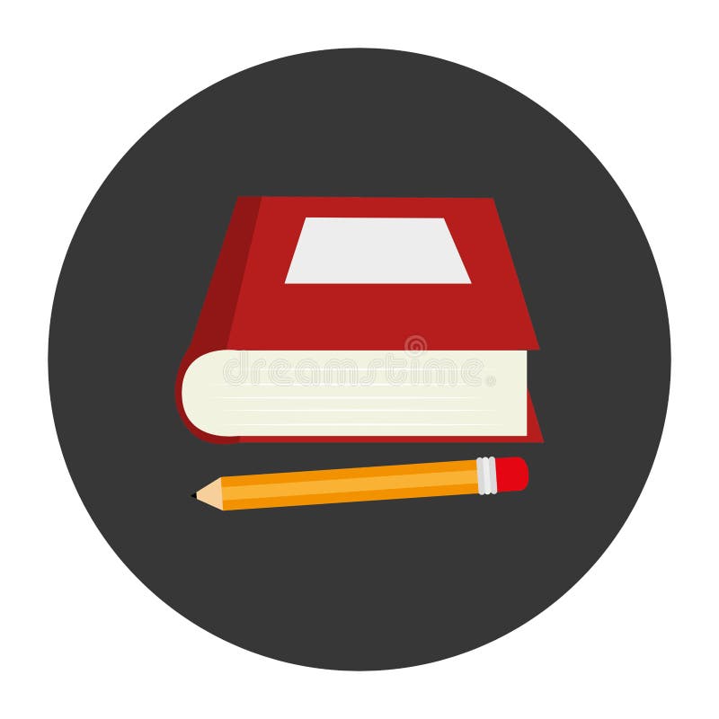 Colorful Silhouette with Book and Pencil in Circular Frame Stock Vector ...