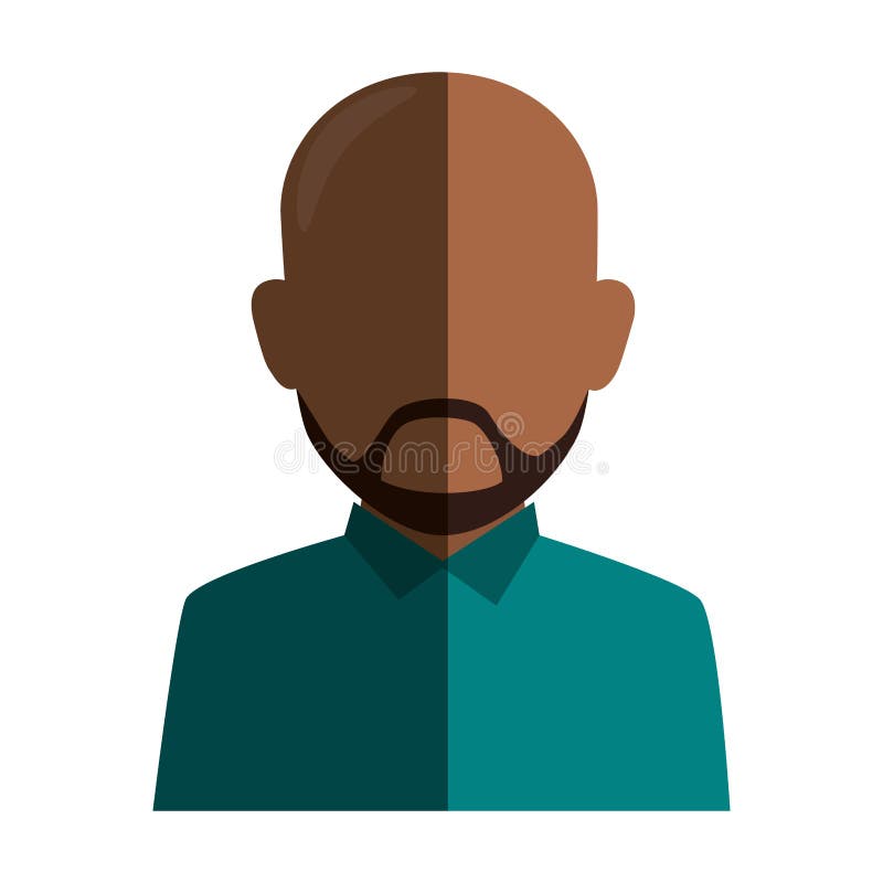 Colorful Silhouette Faceless Half Body Brunette Bald Man with Beard ...