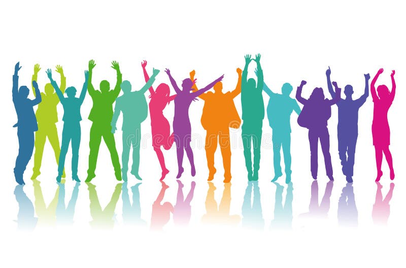 Colorful Silhouette of Happy People Stock Vector - Illustration of ...
