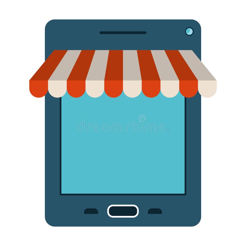 Colorful Silhouette Image of Tablet Online Store Stock Vector ...