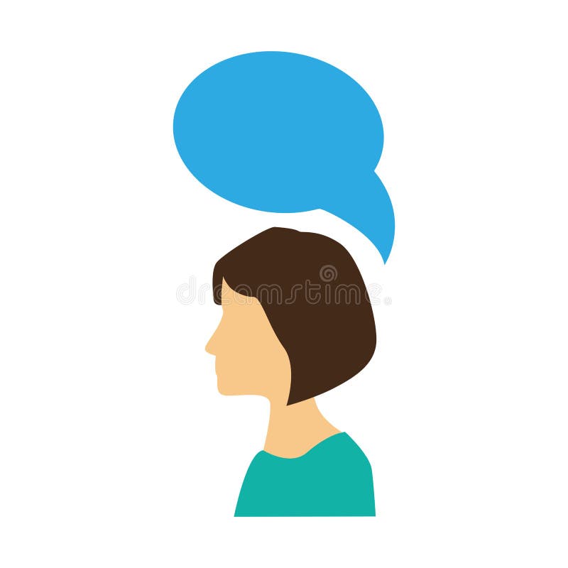 Colorful Silhouette Profile Woman with Dialogue Callout Stock Vector ...