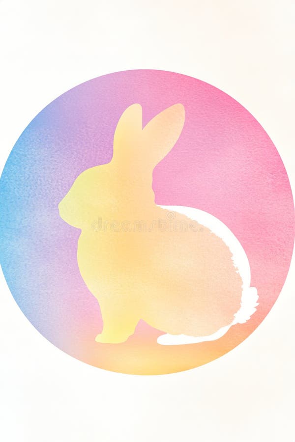 Colorful Silhouette of Rabbit in Pastel Gradient Circle Stock ...