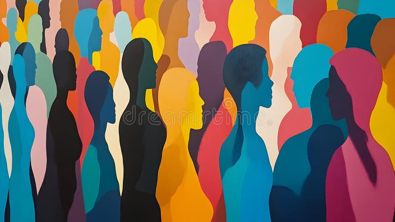 Colorful Silhouettes of Diverse Human Profiles in Abstract Harmony ...