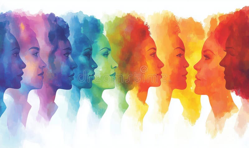 Colorful Silhouettes of Diverse People Holding Hands, Representing ...