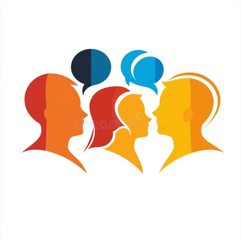 Colorful Silhouettes of People with Speech Bubbles Illustrating ...