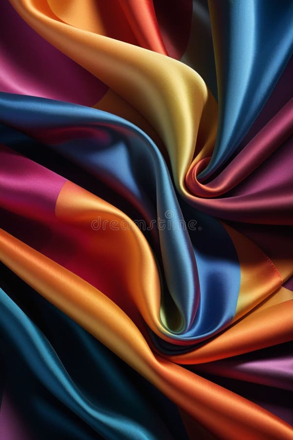 Colorful Silk Fabric Caught in a Dynamic Swirl, Vertical Composition ...