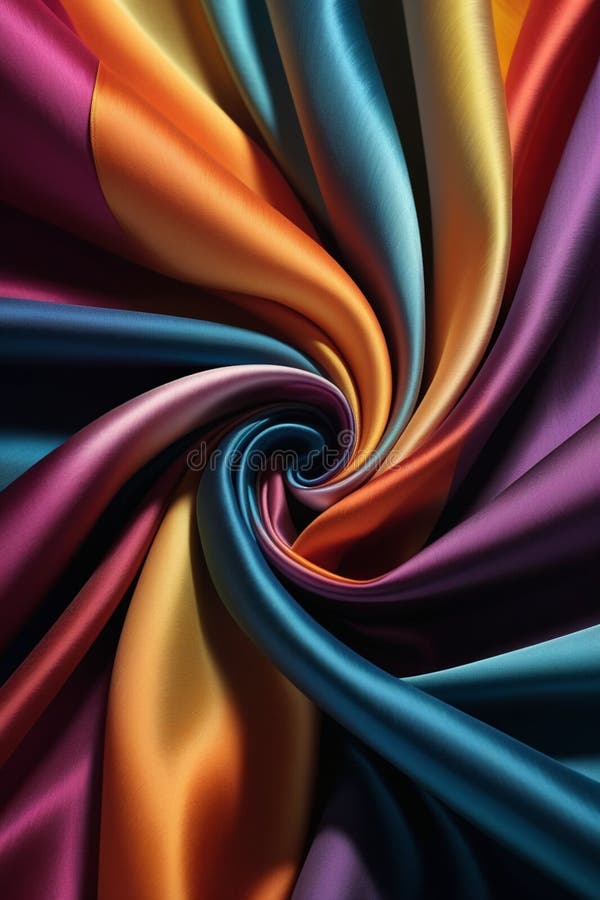 Colorful Silk Fabric Caught in a Dynamic Swirl, Vertical Composition ...