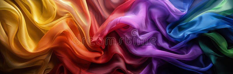 Colorful Silk Fabric Draped in a Rainbow Gradient Stock Photo - Image ...