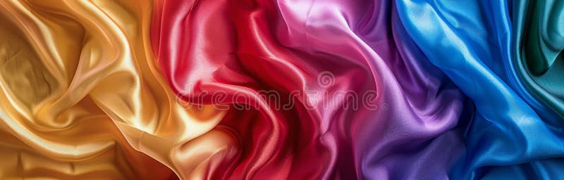 Colorful Silk Fabric Draped in a Rainbow Gradient Stock Image - Image ...