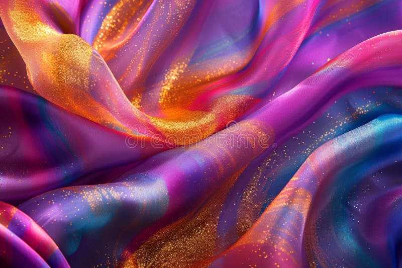 Colorful Silk Fabric with Patterns, Shimmer and Sequins. Generative AI ...