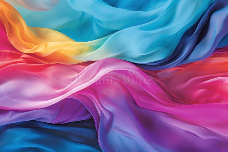 Colorful Silk Fabric Waves Creating a Vibrant Pattern Stock ...