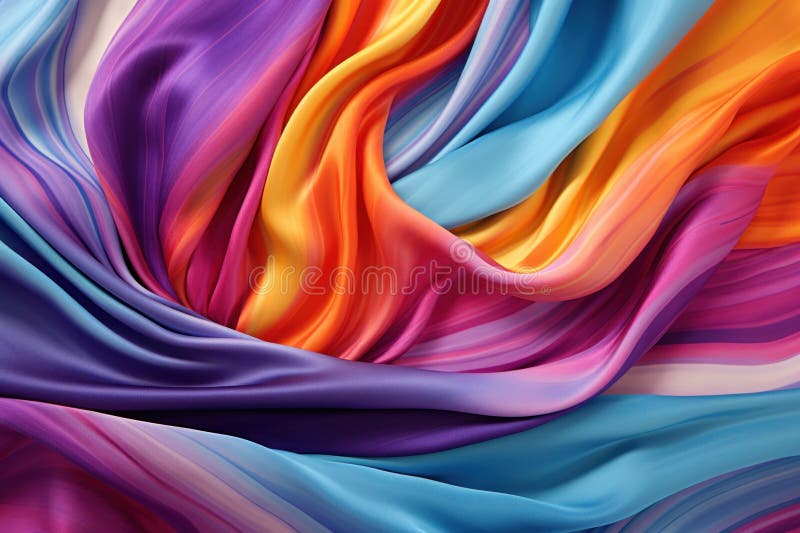 Colorful Silk Fabric Waves Creating a Vibrant Pattern Stock ...