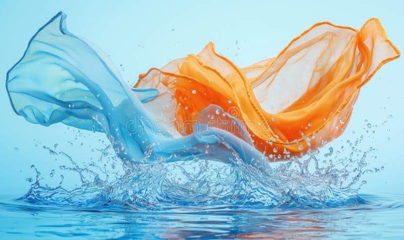 Colorful Silk Fabrics Splashing in Water Creating Dynamic Motion and ...