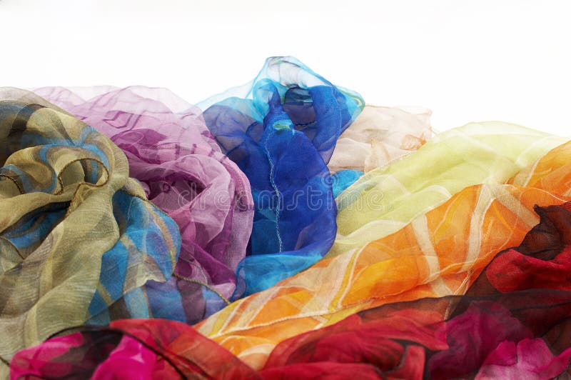 Colorful Silk Scarves on White Background Stock Photo - Image of ...
