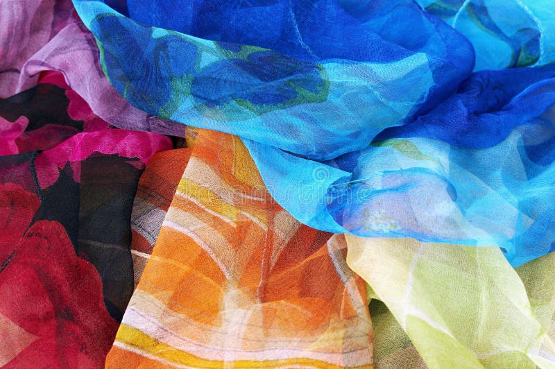 Colorful Silk Scarves on White Background Stock Photo - Image of ...