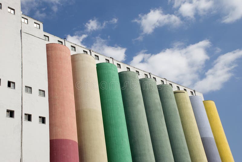 Colorful Silos stock photo. Image of construction, grain - 52850862