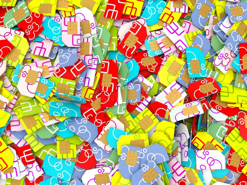 Colorful sim cards stock illustration. Illustration of background ...