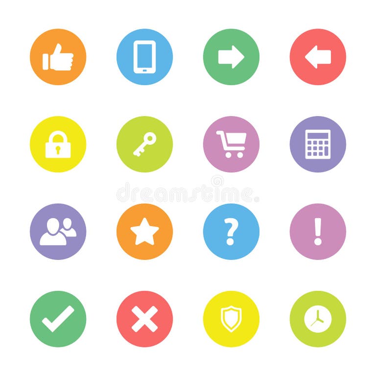 Colorful Flat Computer and Miscellaneous Icon Set on Circle Editorial ...